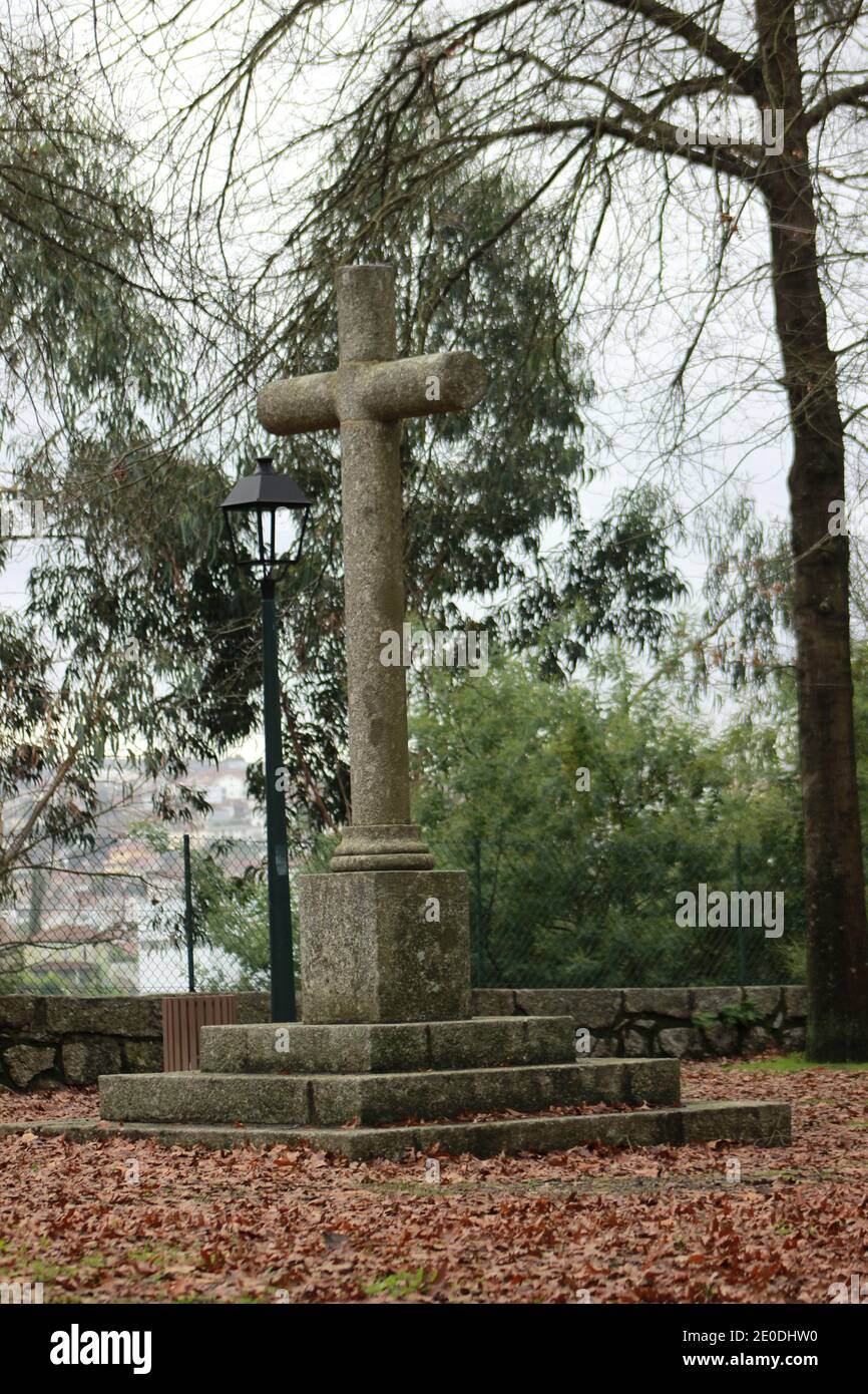 Nature chapel with cross medieval architecture Stock Photo - Alamy