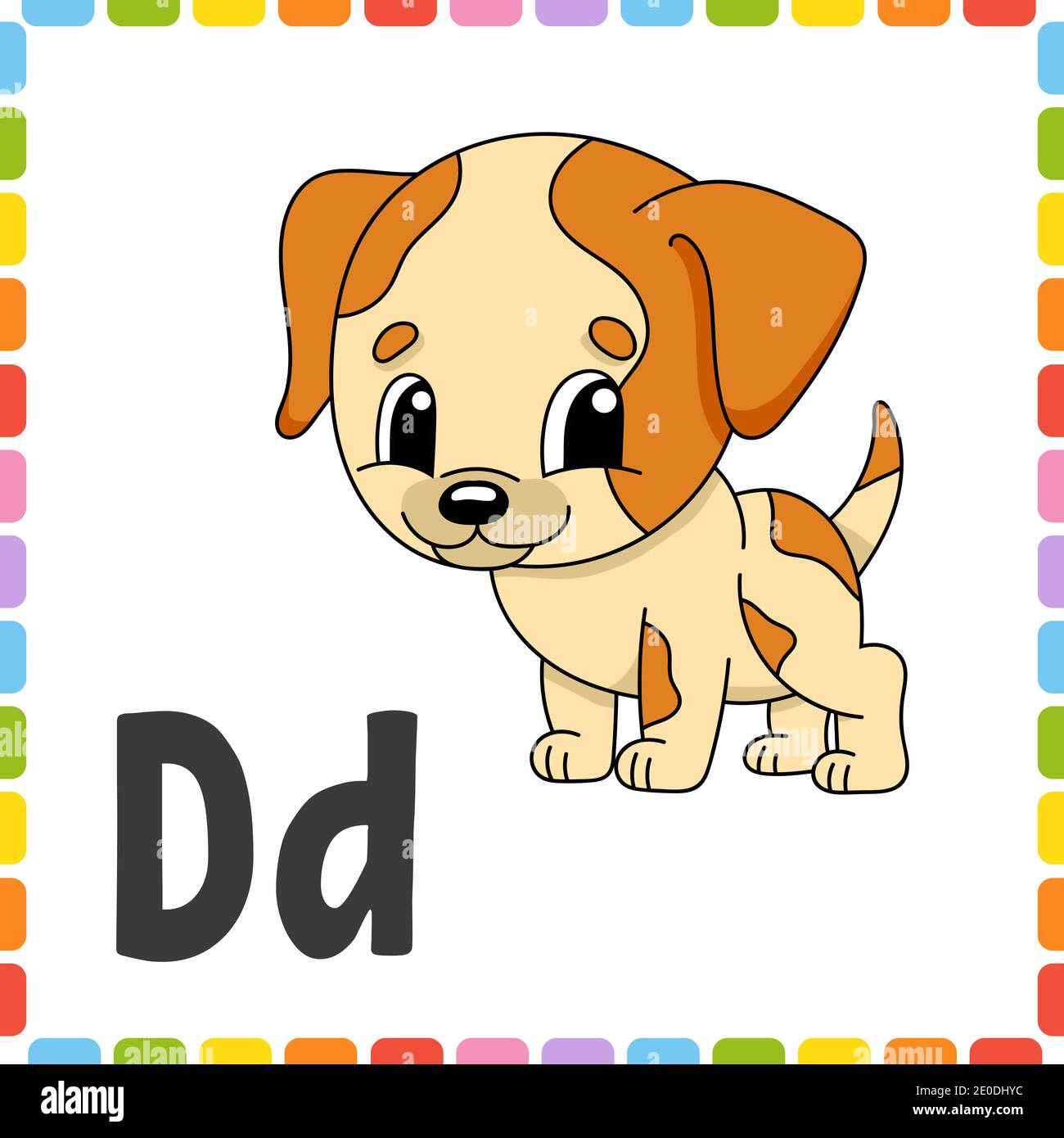 Funny alphabet. ABC flash cards. Cartoon cute character isolated on ...