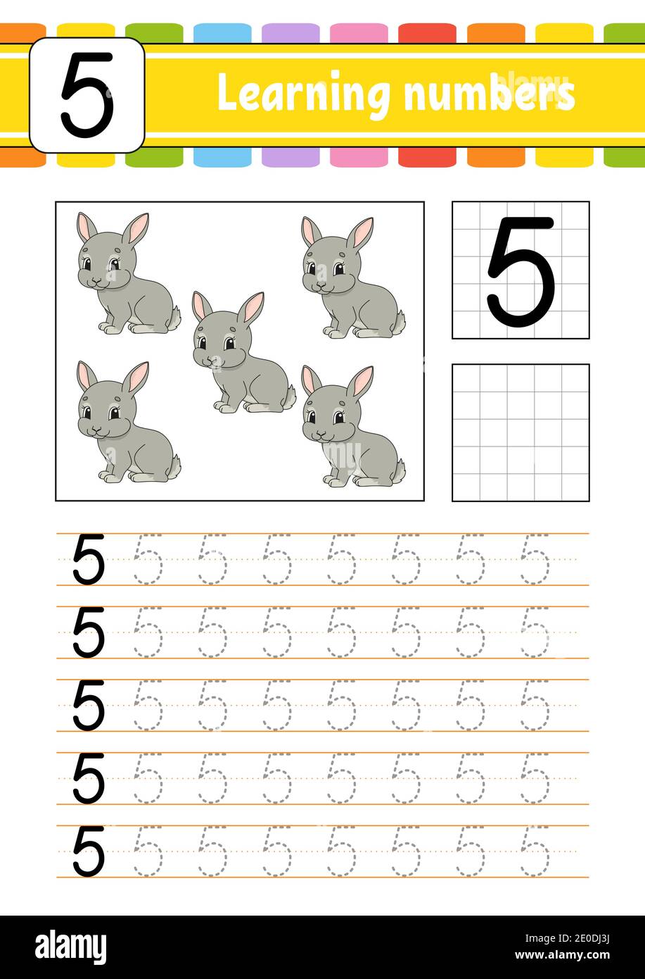 Trace and write. Handwriting practice. Learning numbers for kids ...
