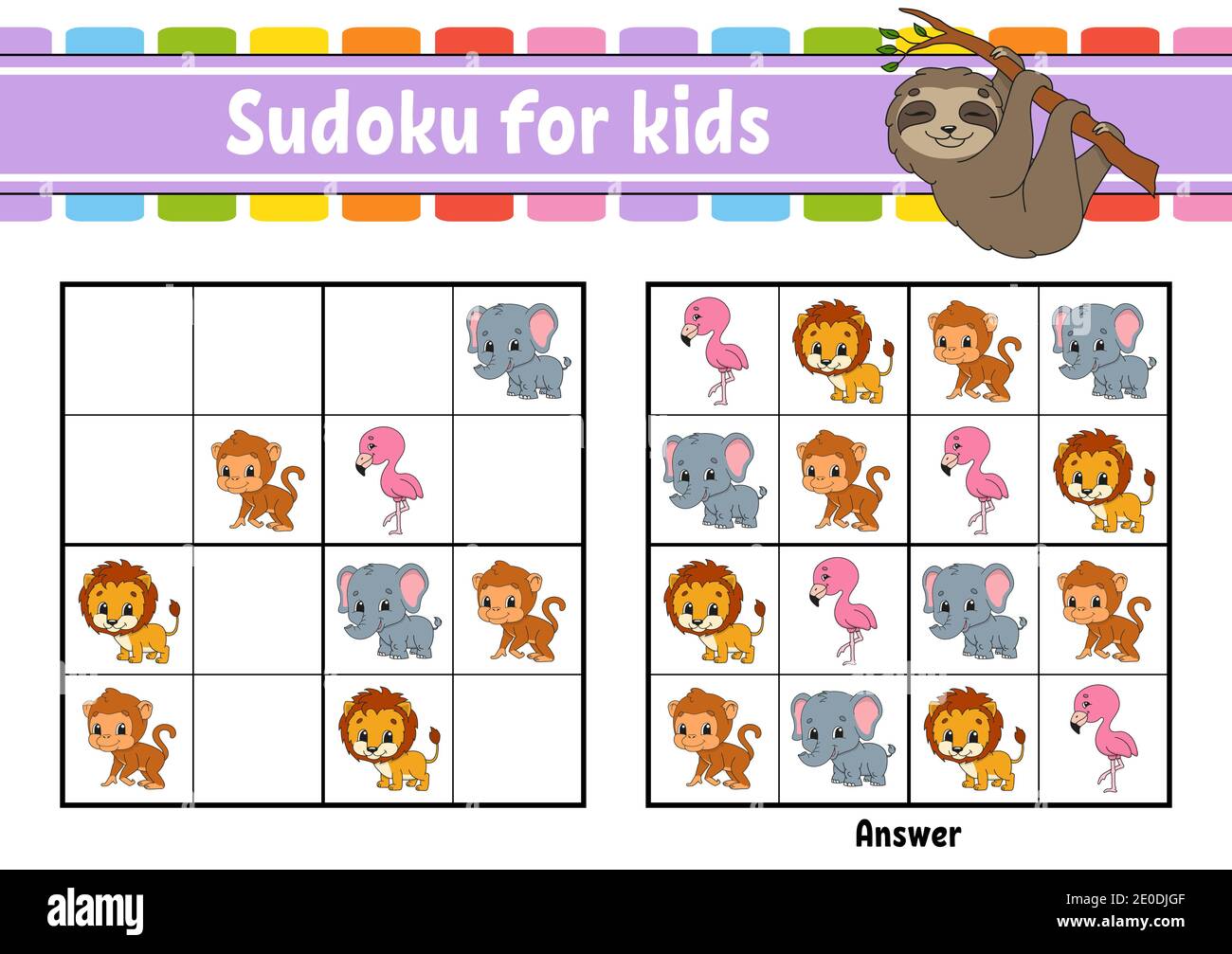 Sudoku for kids. Education developing worksheet. Activity page with ...
