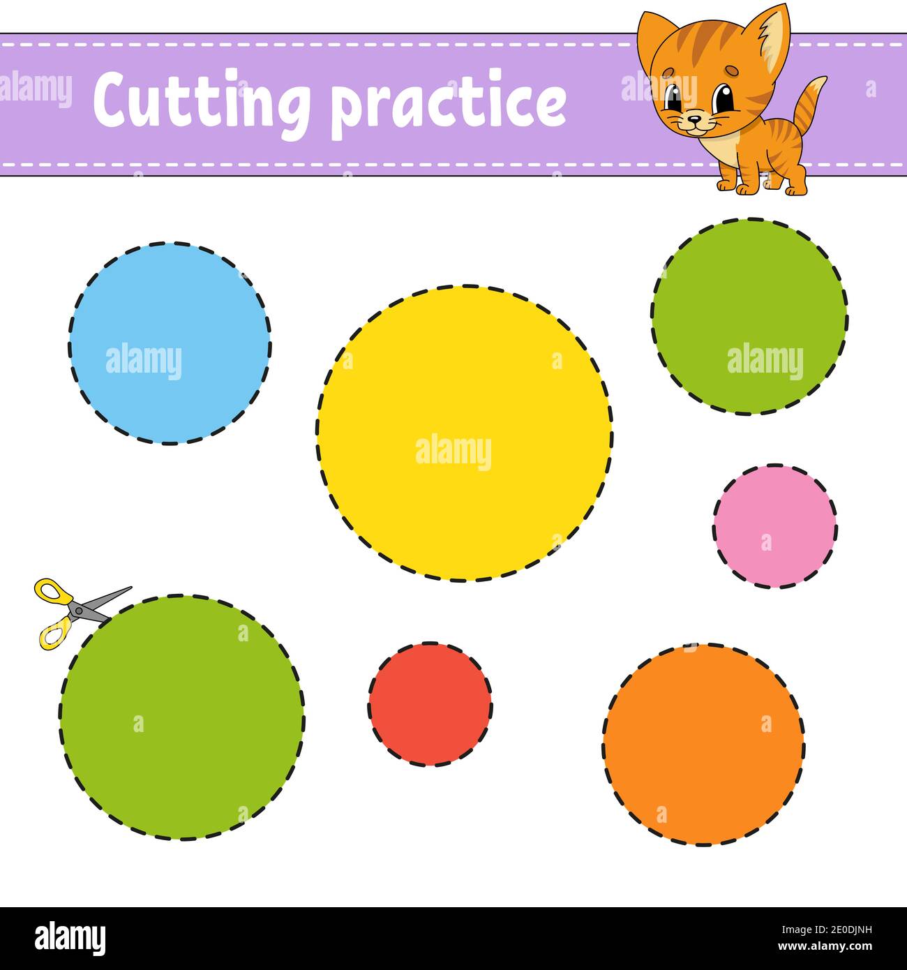 Cutting practice for kids. Education developing worksheet. Activity ...