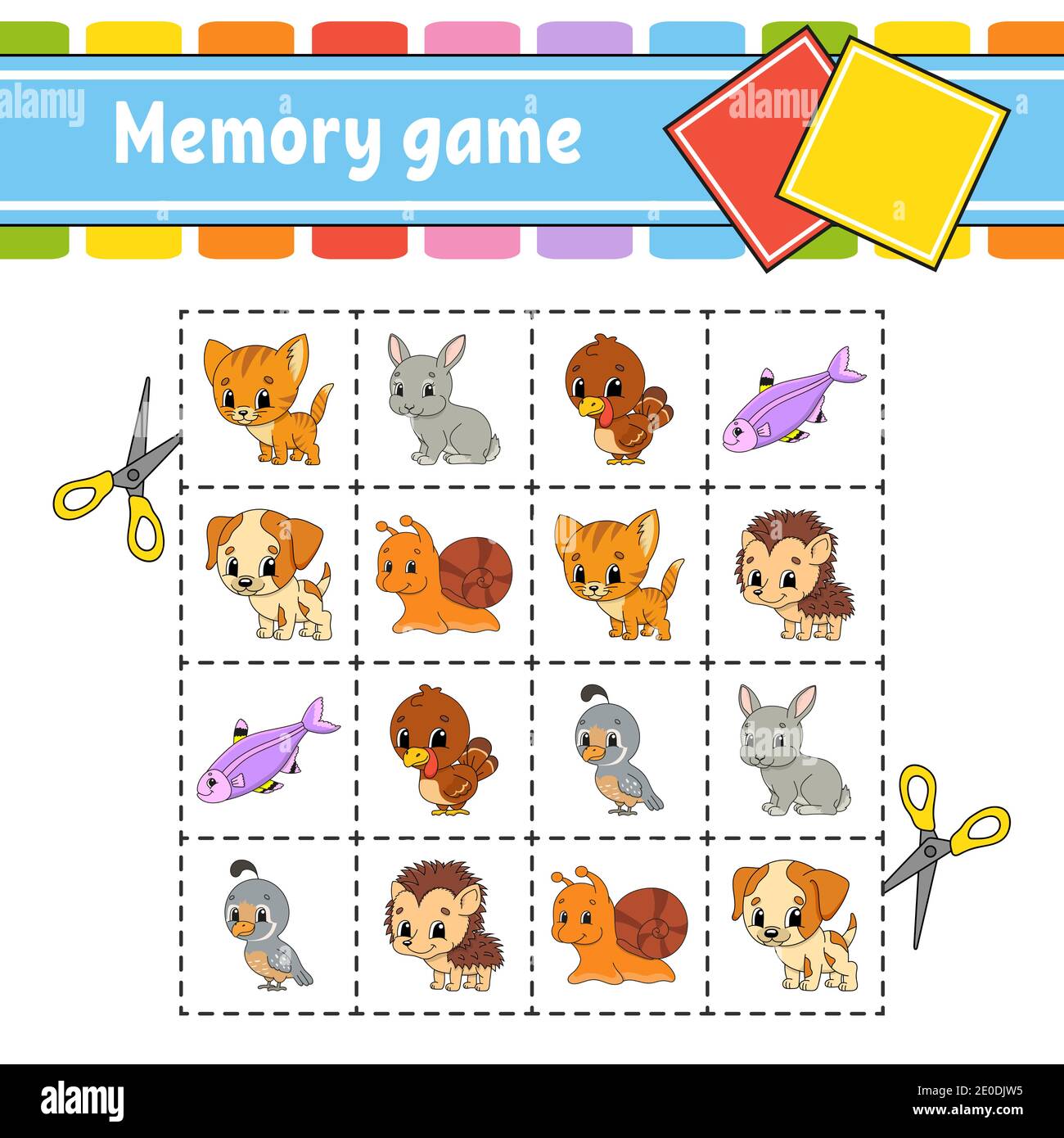 Memory game for kids. Education developing worksheet. Activity page ...