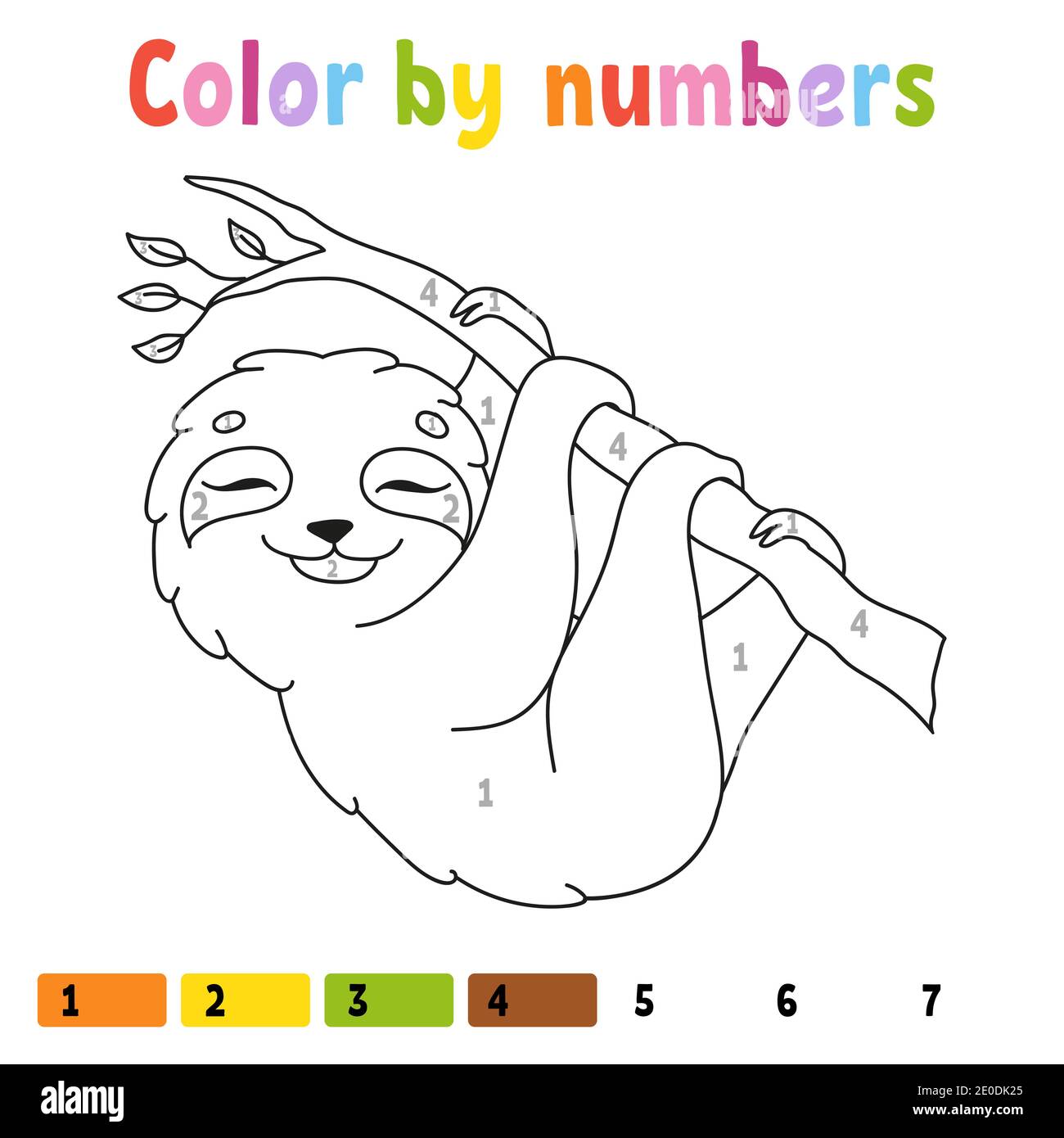 Color by numbers. Coloring book for kids. Cheerful character. Vector ...