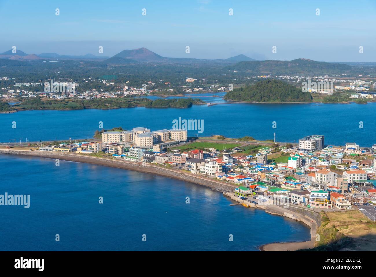 Aerial view of Seongsan village at Jeju island, Republic of Korea Stock ...