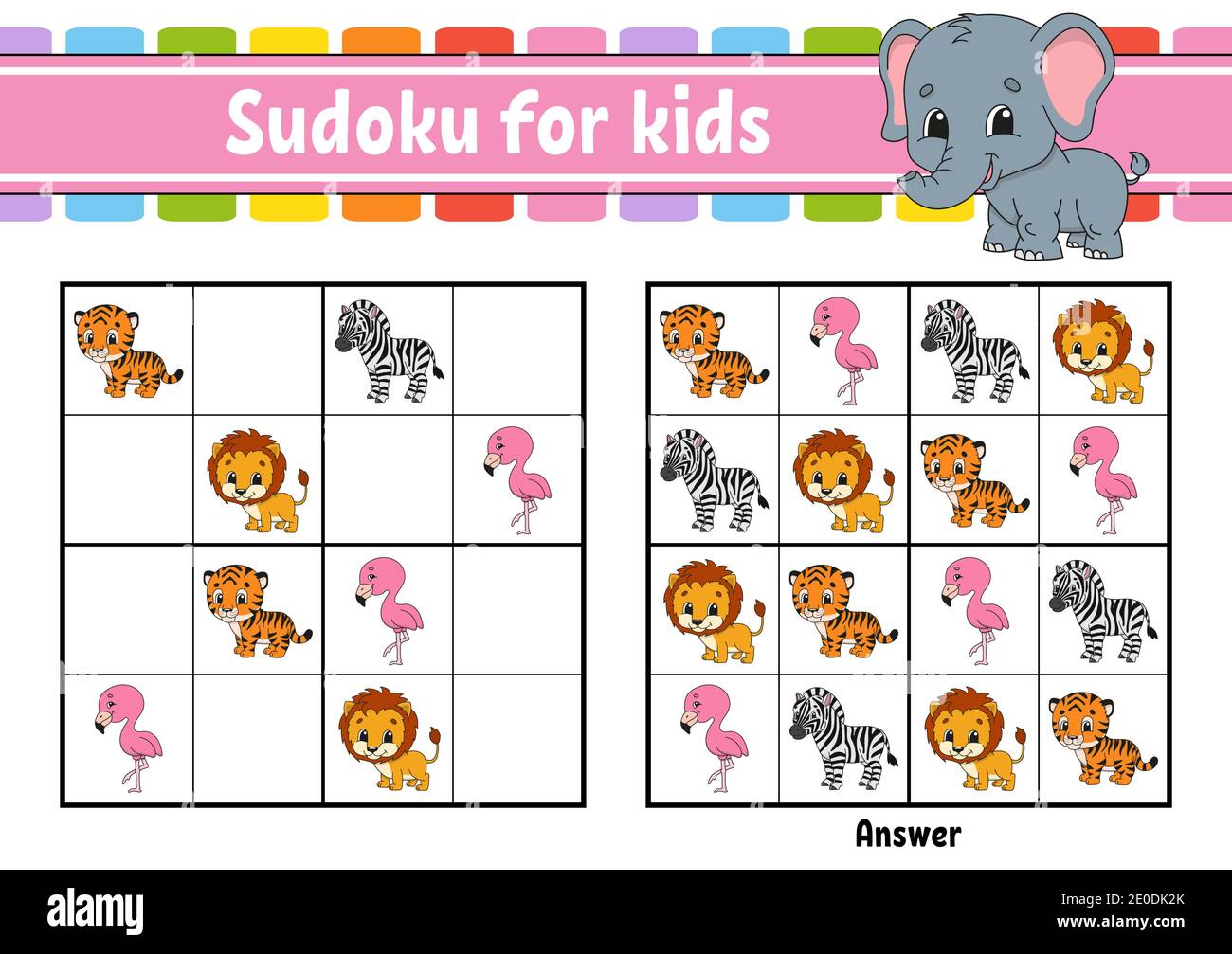 Sudoku for kids. Education developing worksheet. Activity page with ...