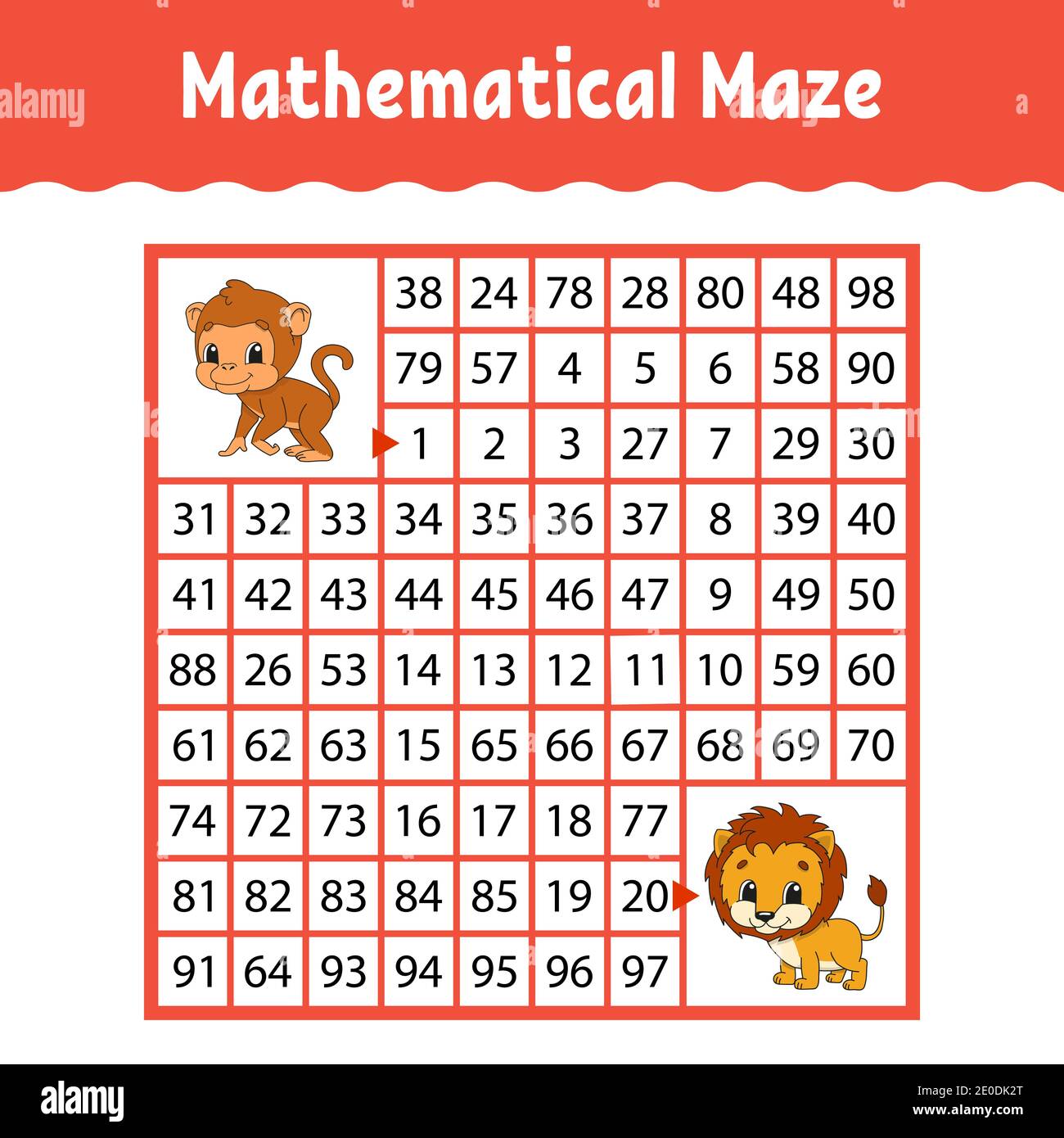 Mathematical maze. Game for kids. Funny labyrinth. Education developing ...