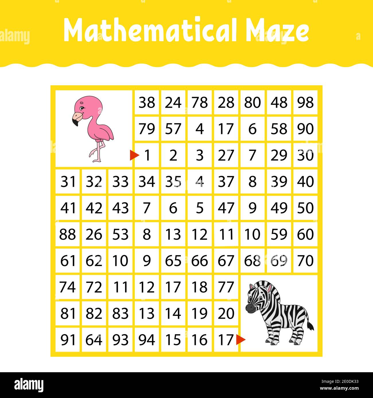 Mathematical maze. Game for kids. Funny labyrinth. Education developing ...