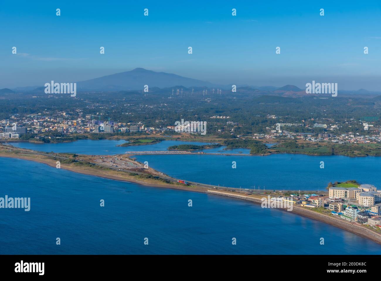 Aerial view of Seongsan village at Jeju island, Republic of Korea Stock ...