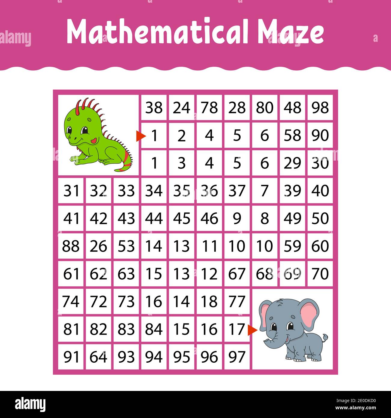 Mathematical maze. Game for kids. Funny labyrinth. Education developing ...