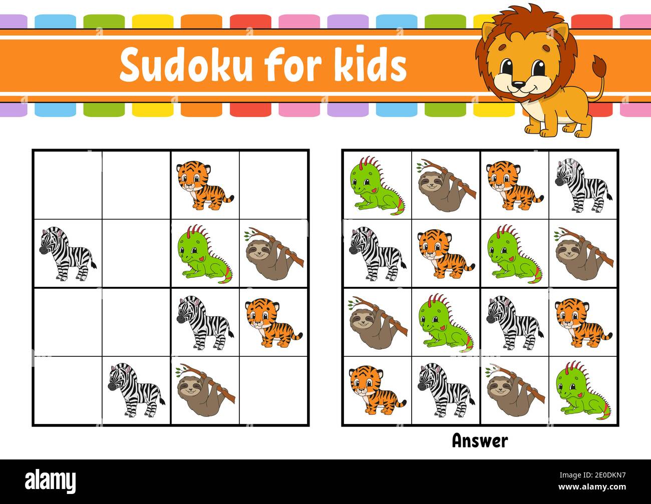Sudoku for kids. Education developing worksheet. Activity page with ...