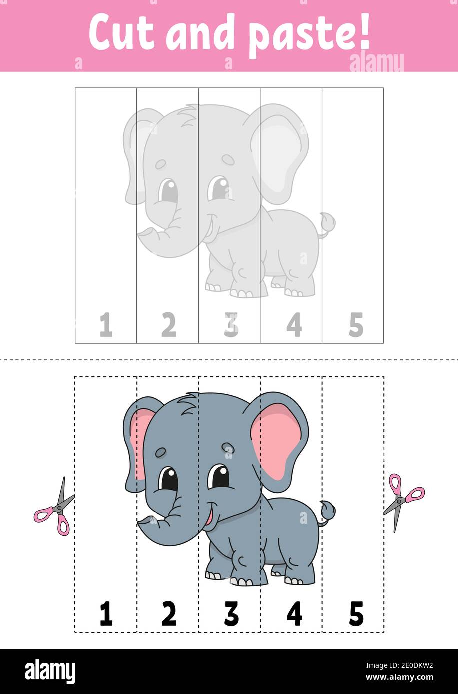 Learning numbers. Cut and play. Education developing worksheet. Game ...