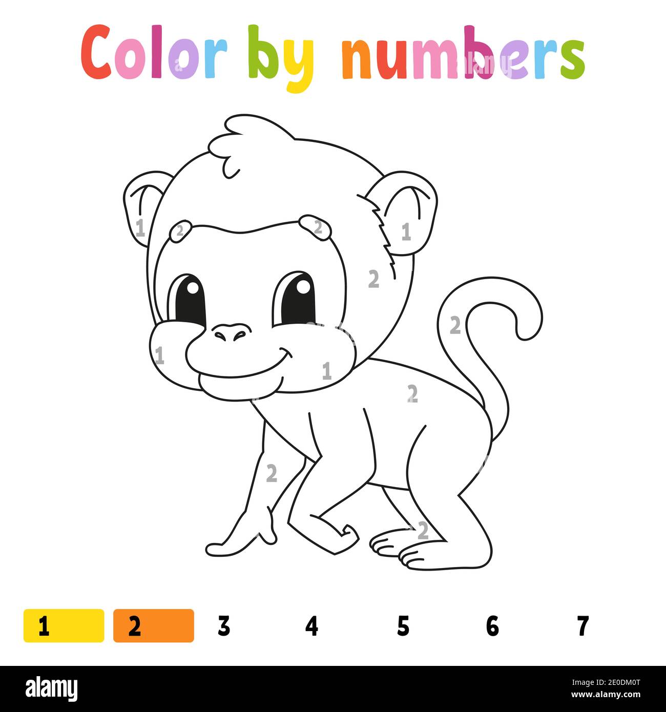 Color by numbers. Coloring book for kids. Cheerful character. Vector ...