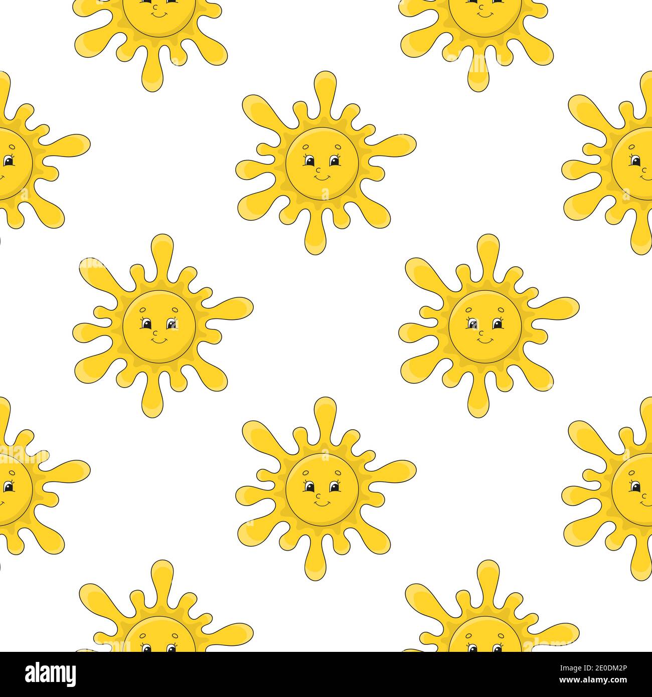 Colored seamless pattern with cute cartoon character. Simple flat ...