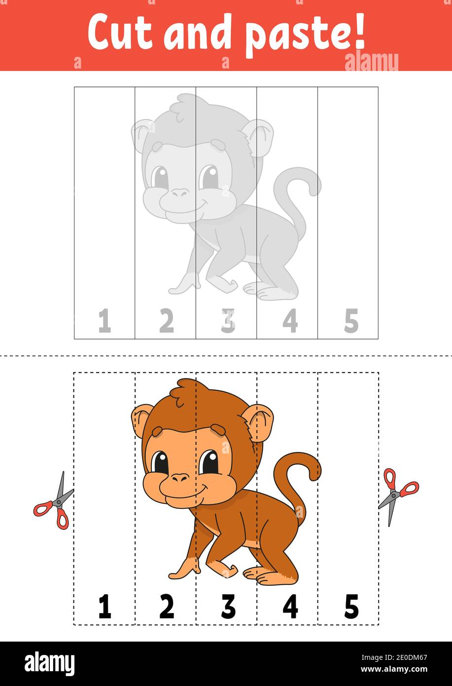 Learning numbers. Cut and play. Education developing worksheet. Game ...