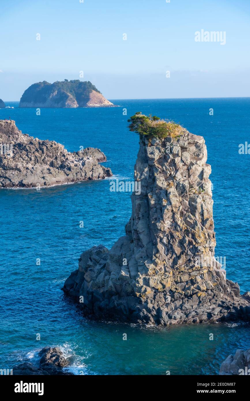 Aerial view of Oedolgae rock at Jeju island, Republic of Korea Stock ...