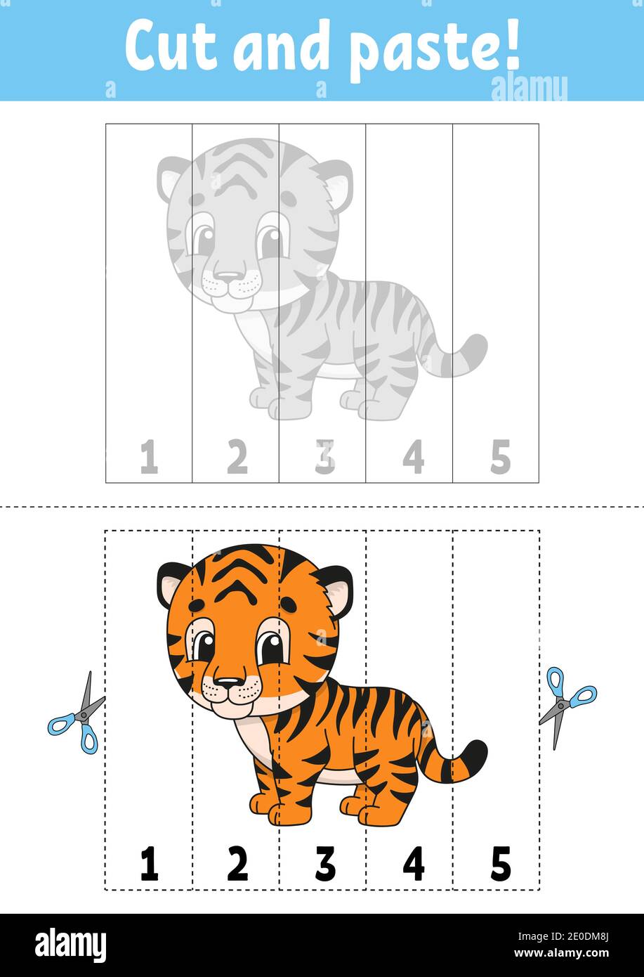 Learning numbers. Cut and play. Education developing worksheet. Game ...