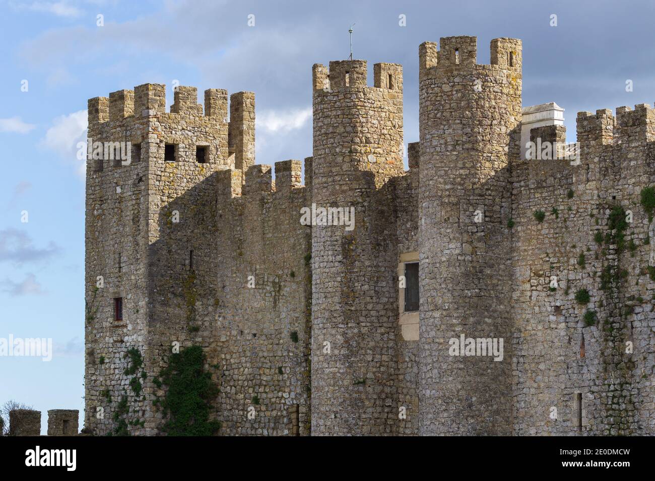 Obidos beautiful village castle stronghold fort tower in Portugal Stock ...
