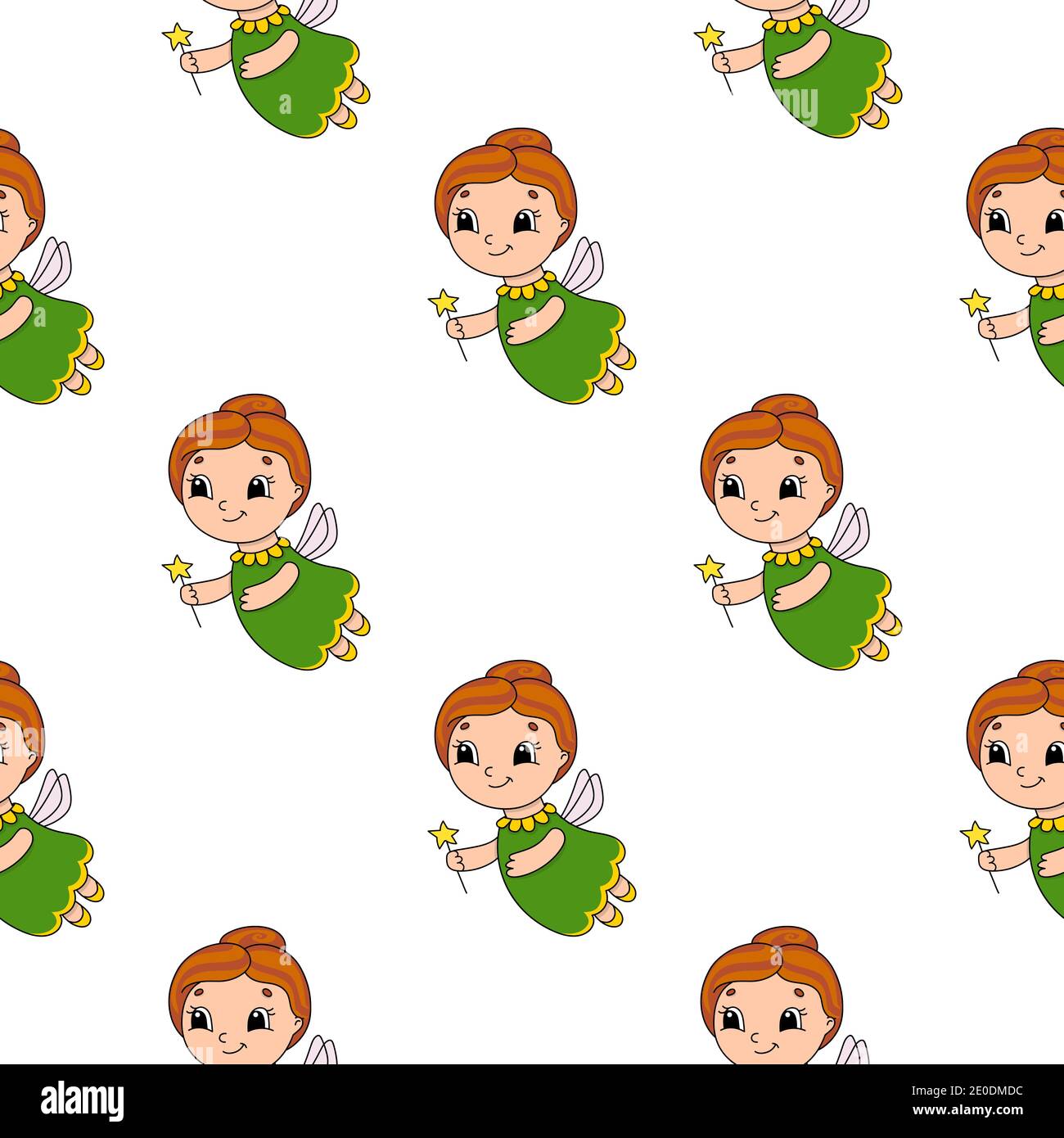 Colored seamless pattern with cute cartoon character. Simple flat ...
