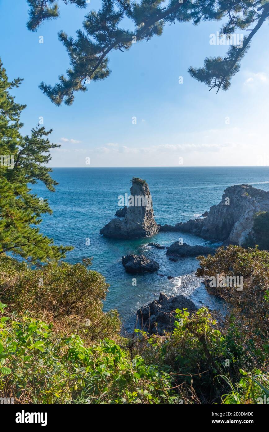 Aerial view of Oedolgae rock at Jeju island, Republic of Korea Stock ...