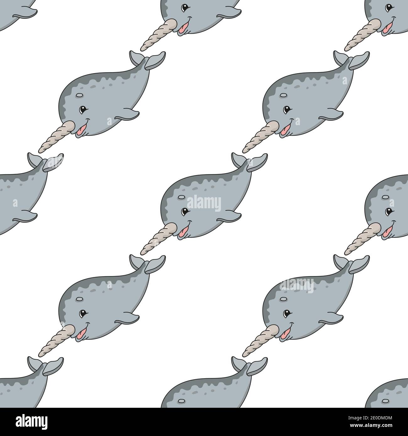 Colored seamless pattern with cute cartoon character. Simple flat ...