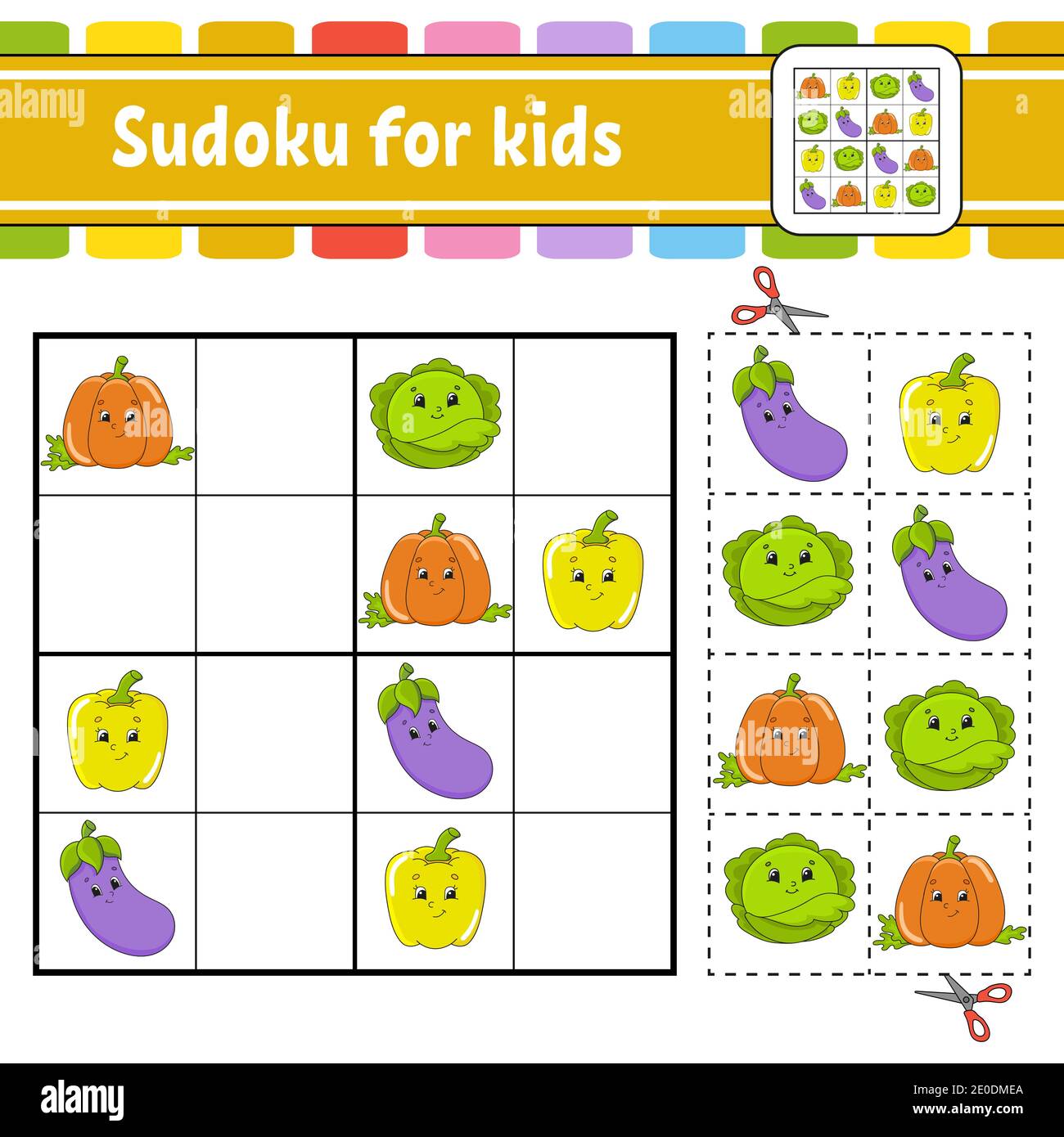 Sudoku for kids. Education developing worksheet. Activity page with ...