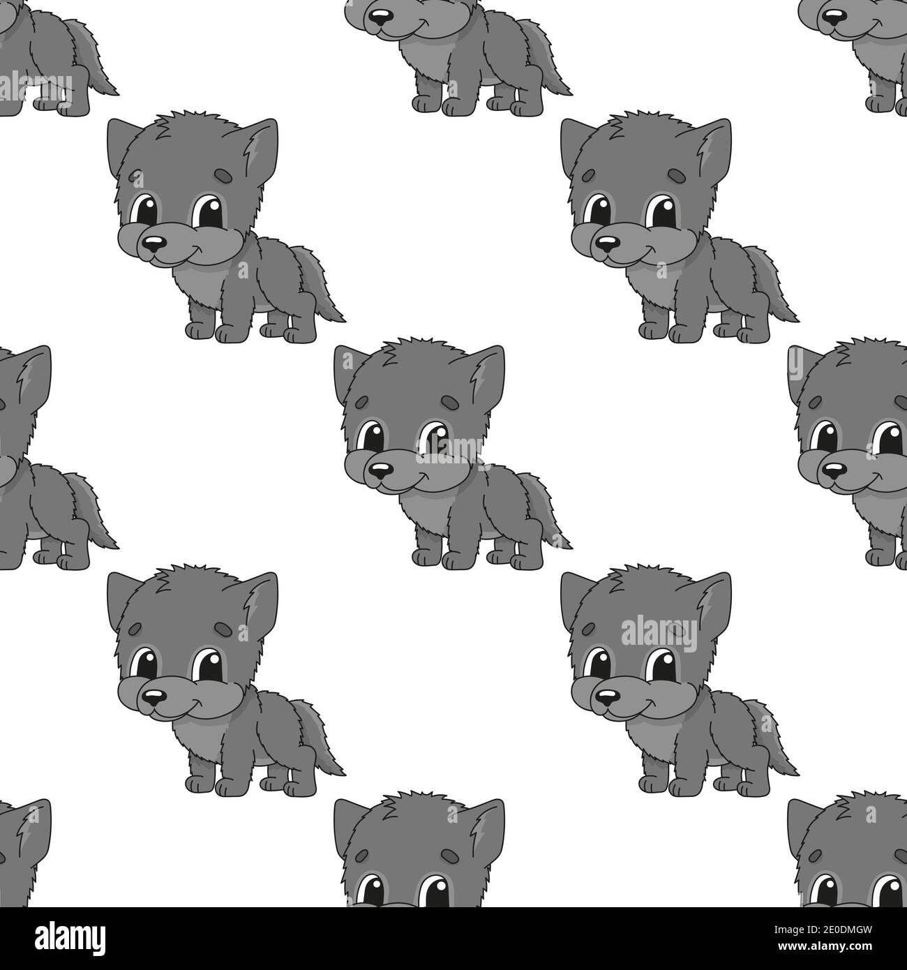 Colored seamless pattern with cute cartoon character. Simple flat ...