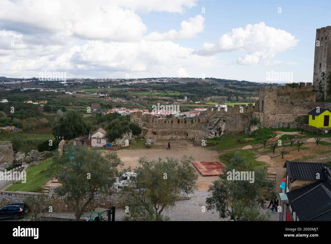 Obidos castle inside park area of stronghold fort village in Portugal ...
