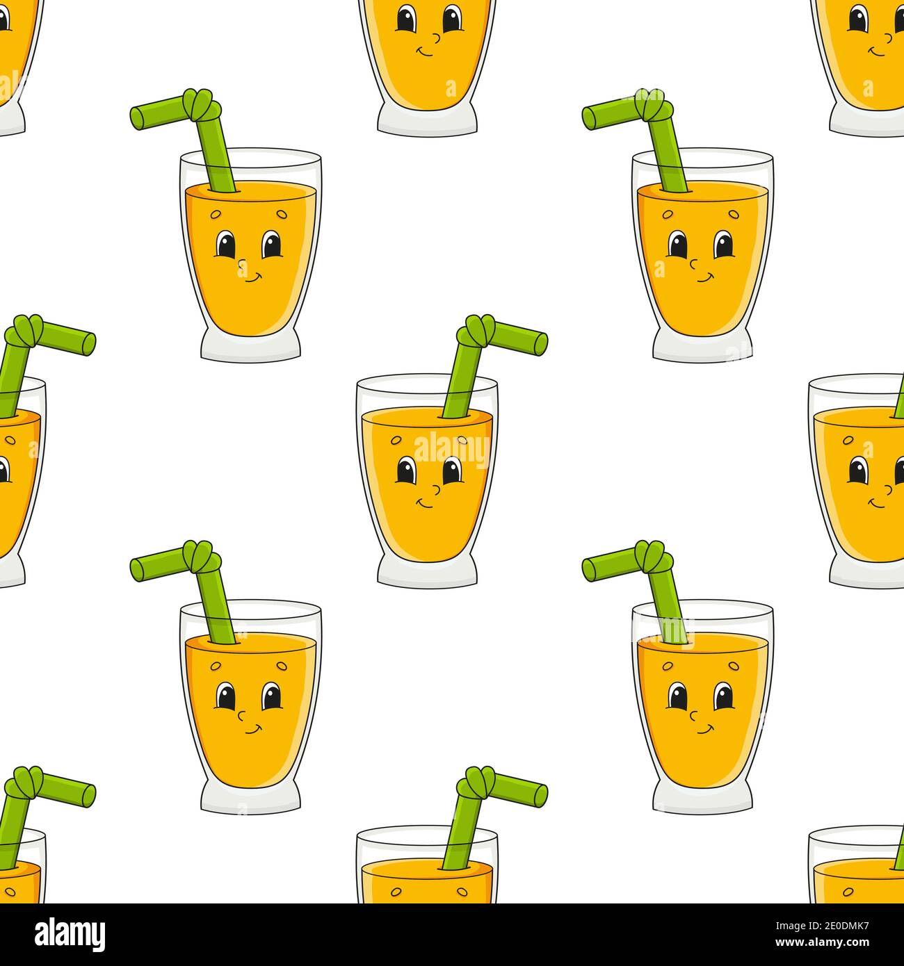 Colored seamless pattern with cute cartoon character. Simple flat ...