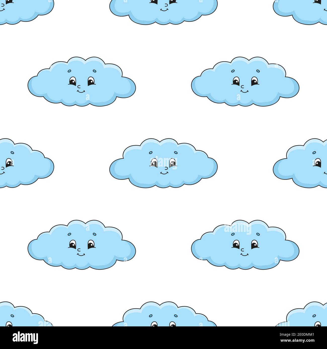 Colored seamless pattern with cute cartoon character. Simple flat ...