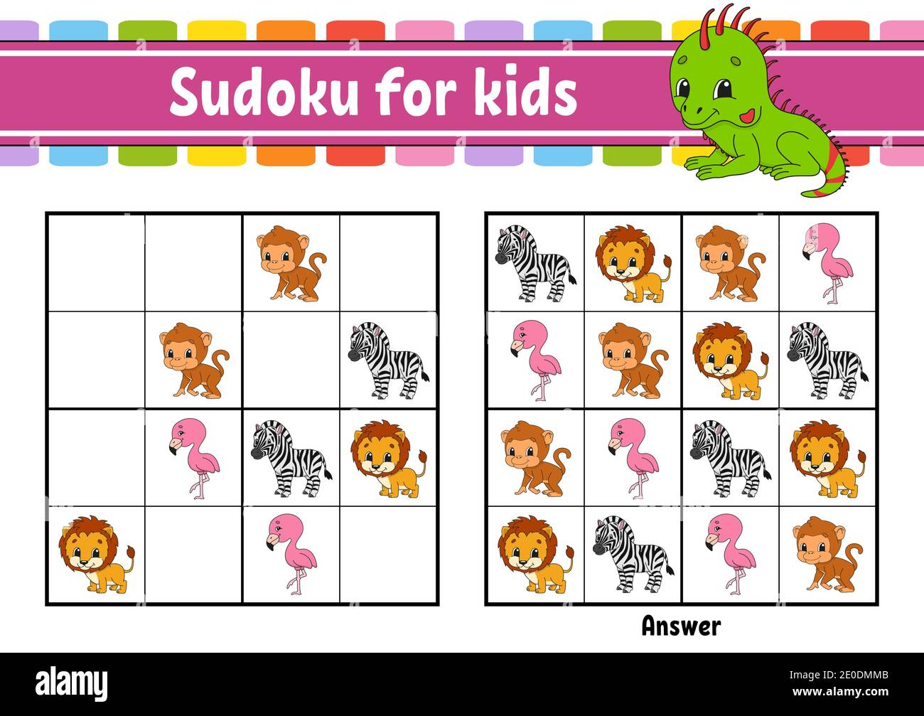 Sudoku for kids. Education developing worksheet. Activity page with ...