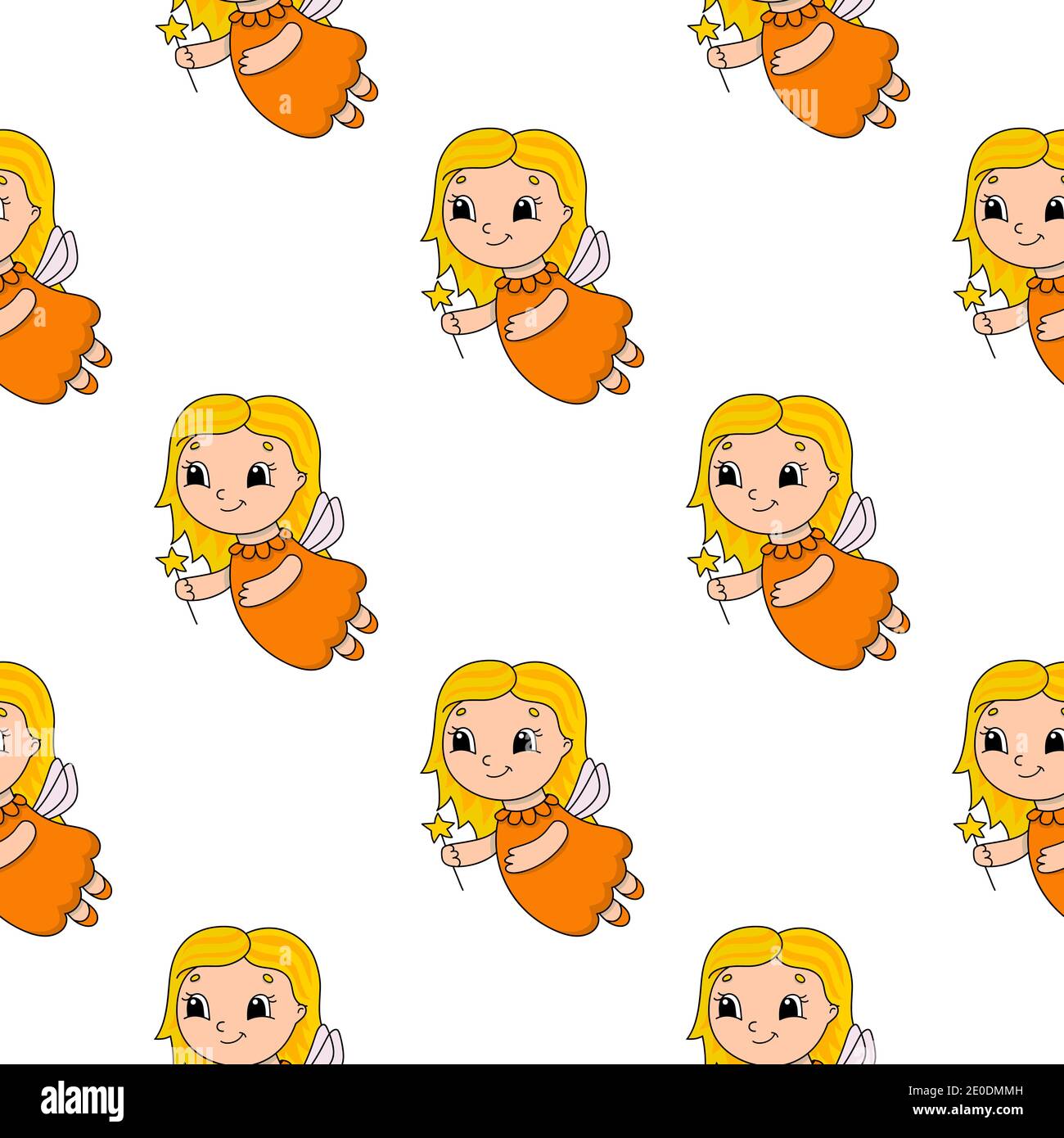 Colored seamless pattern with cute cartoon character. Simple flat ...