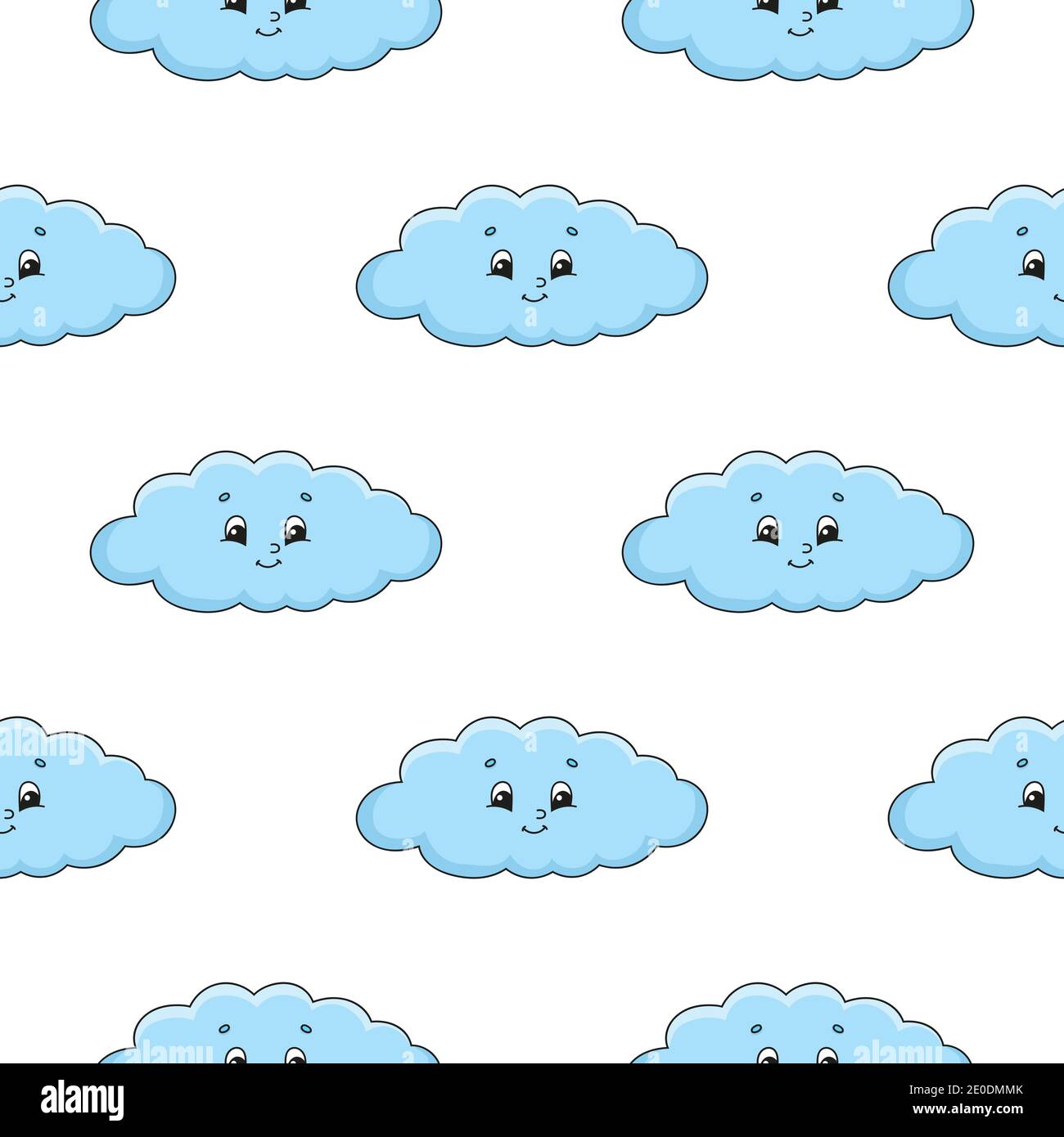 Colored seamless pattern with cute cartoon character. Simple flat ...