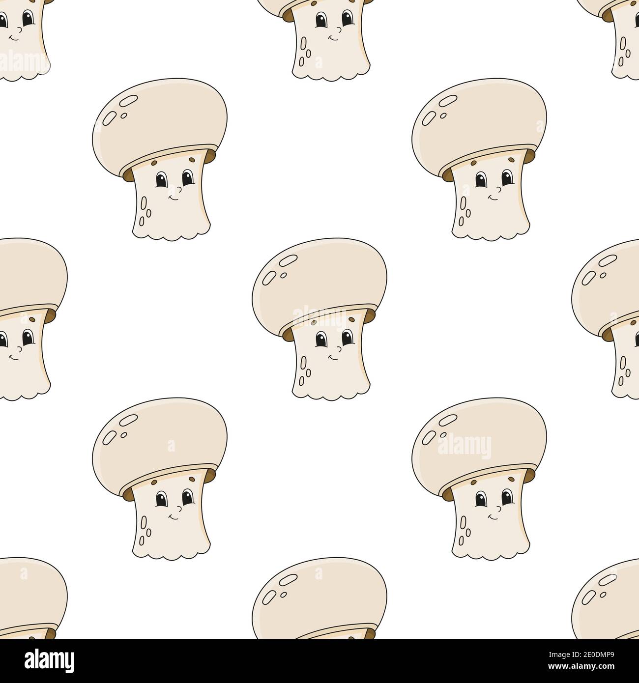 Colored seamless pattern with cute cartoon character. Simple flat ...