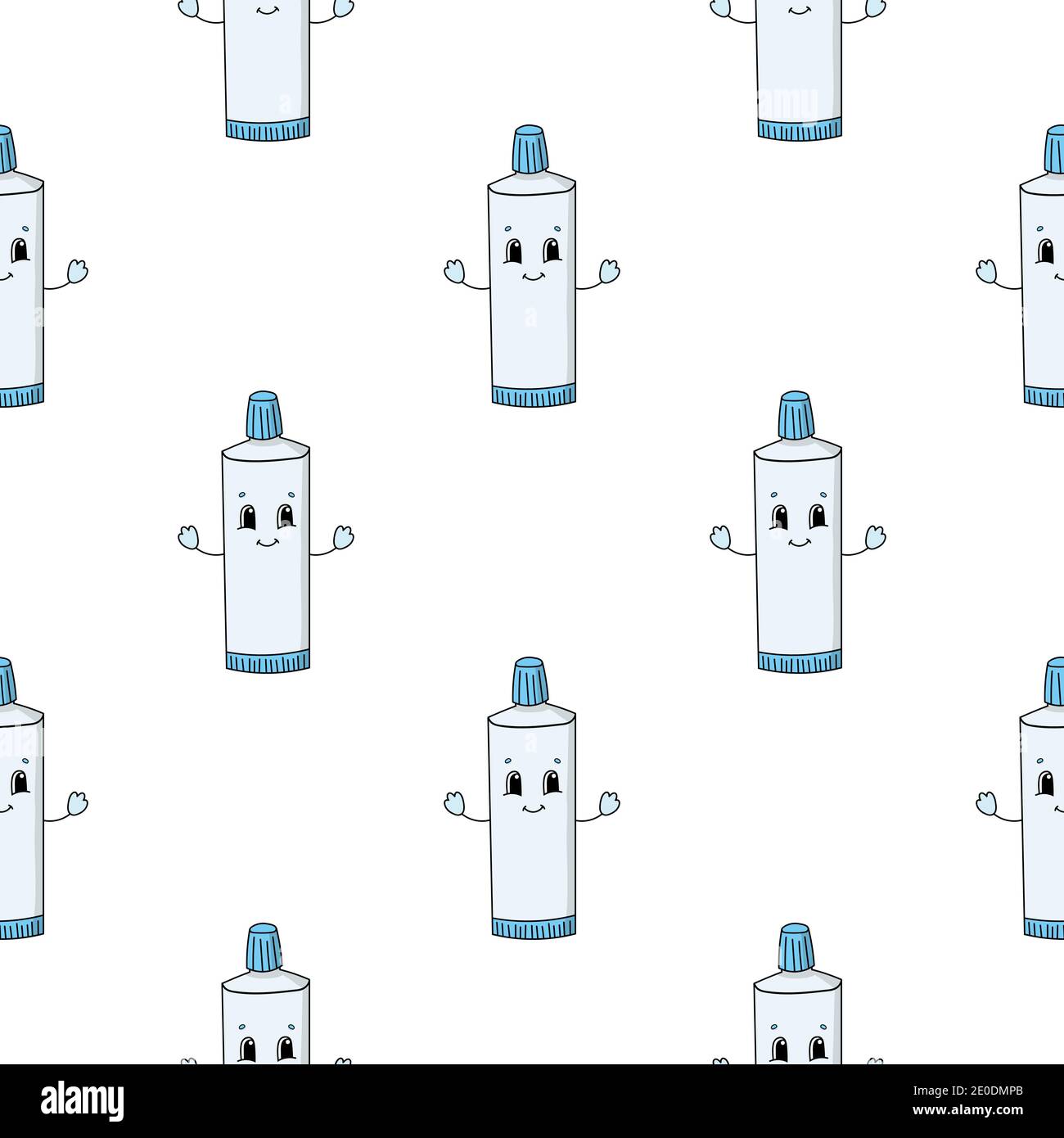 Colored seamless pattern with cute cartoon character. Simple flat ...