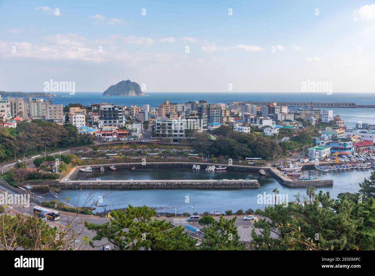 Aerial view of port of Seogwipo at Jeju island, Repubic of Korea Stock ...