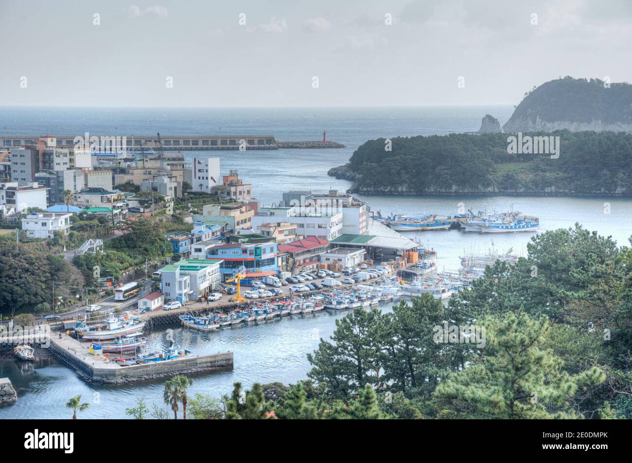 Aerial view of port of Seogwipo at Jeju island, Repubic of Korea Stock ...