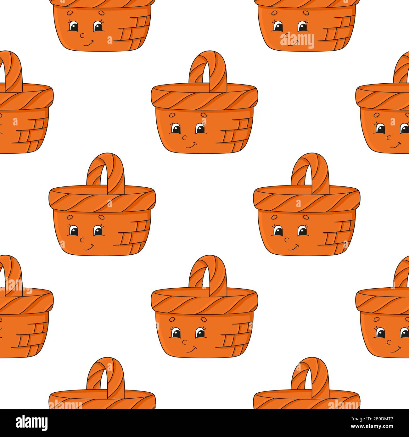 Colored seamless pattern with cute cartoon character. Simple flat ...