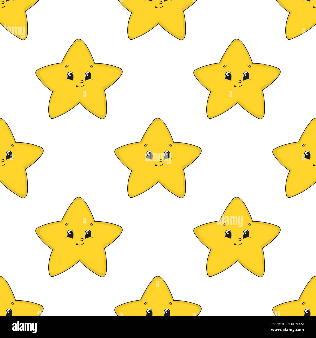 Colored seamless pattern with cute cartoon character. Simple flat ...