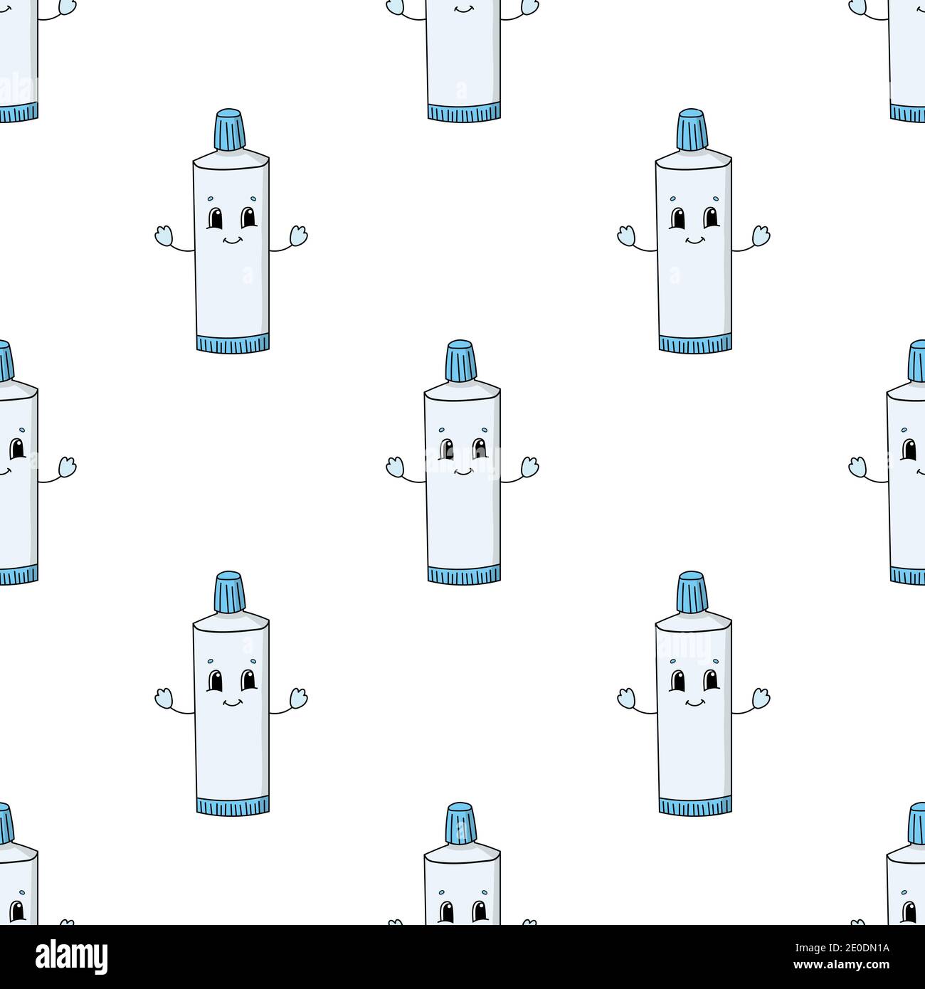 Colored seamless pattern with cute cartoon character. Simple flat ...