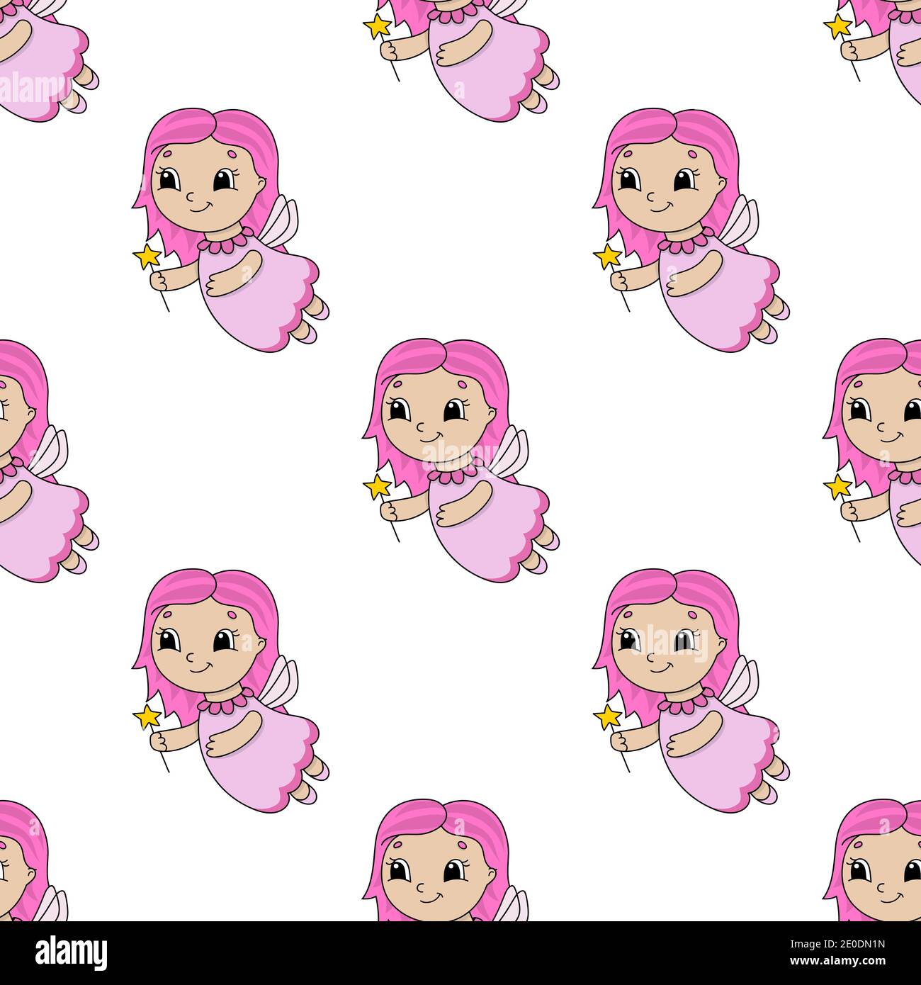 Colored seamless pattern with cute cartoon character. Simple flat ...