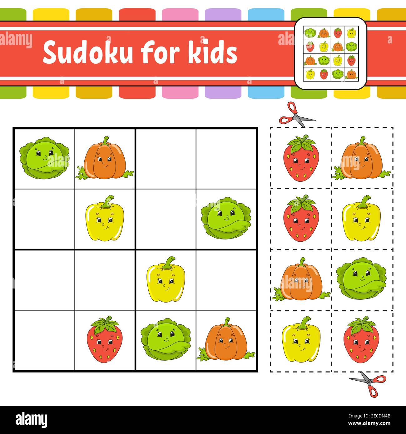 Sudoku for kids. Education developing worksheet. Activity page with ...