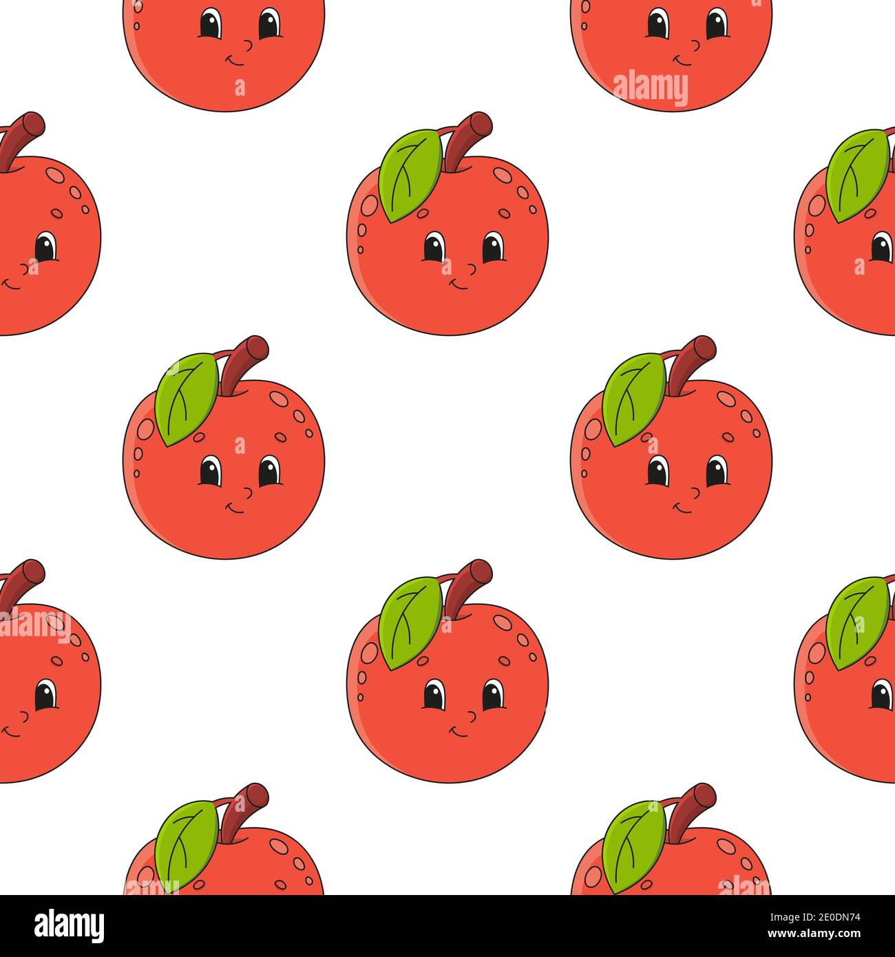 Colored seamless pattern with cute cartoon character. Simple flat ...