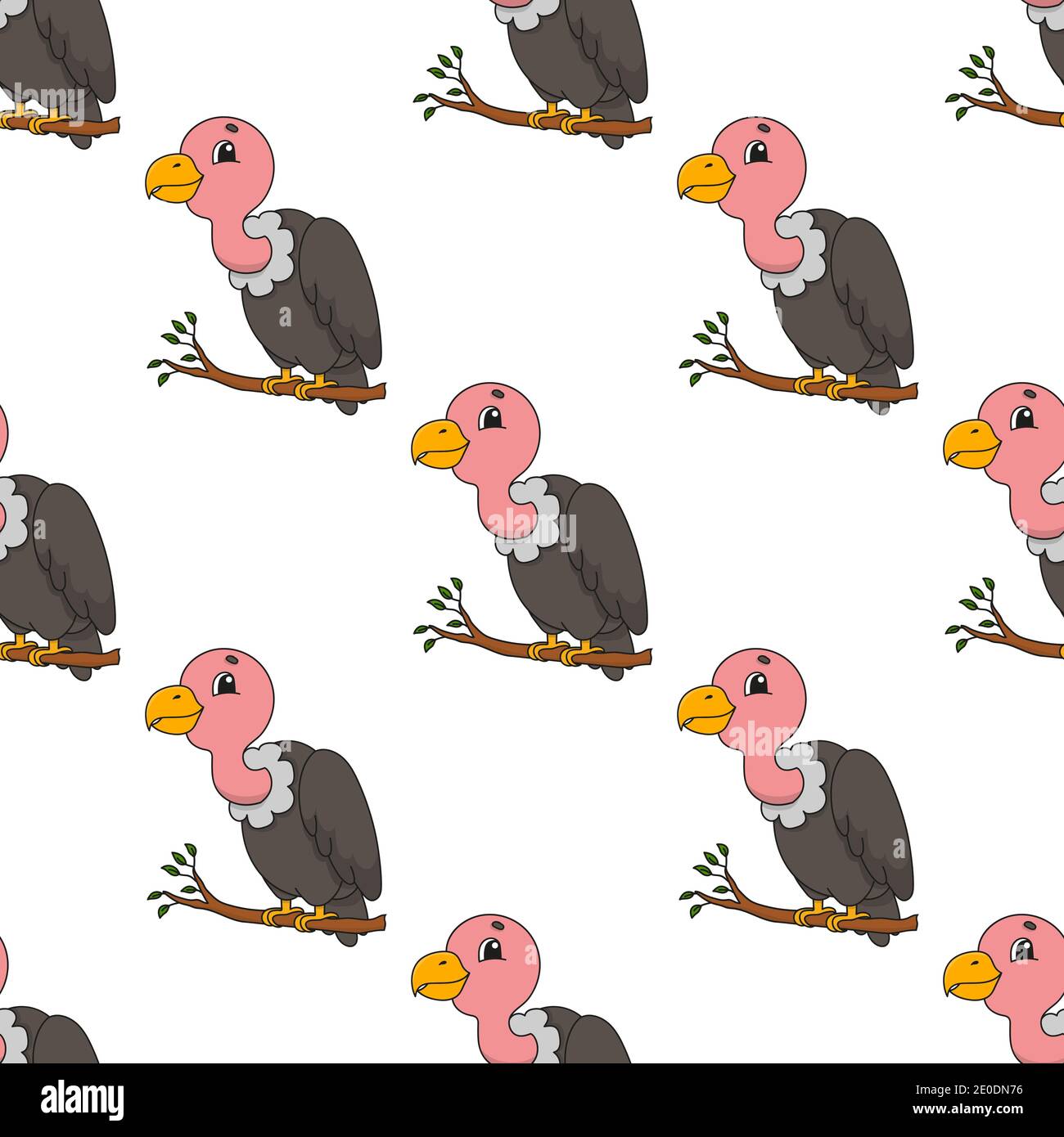 Colored seamless pattern with cute cartoon character. Simple flat ...