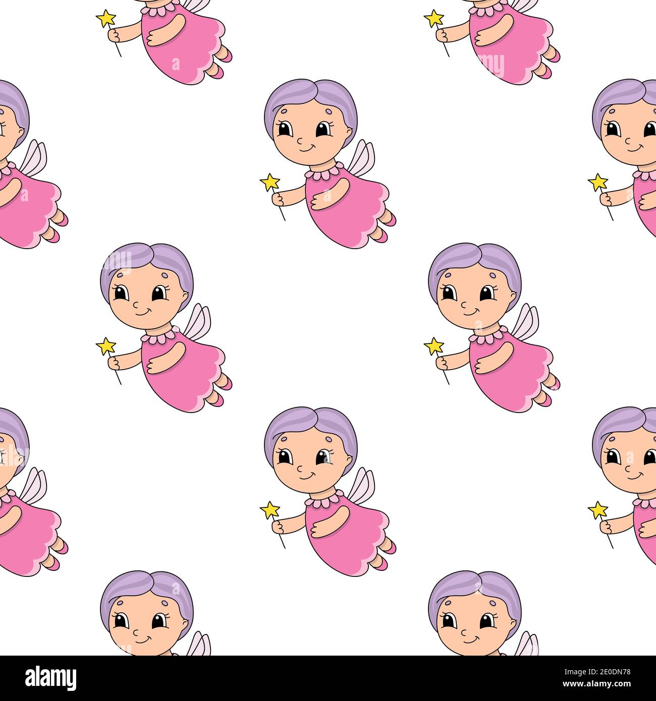Colored seamless pattern with cute cartoon character. Simple flat ...