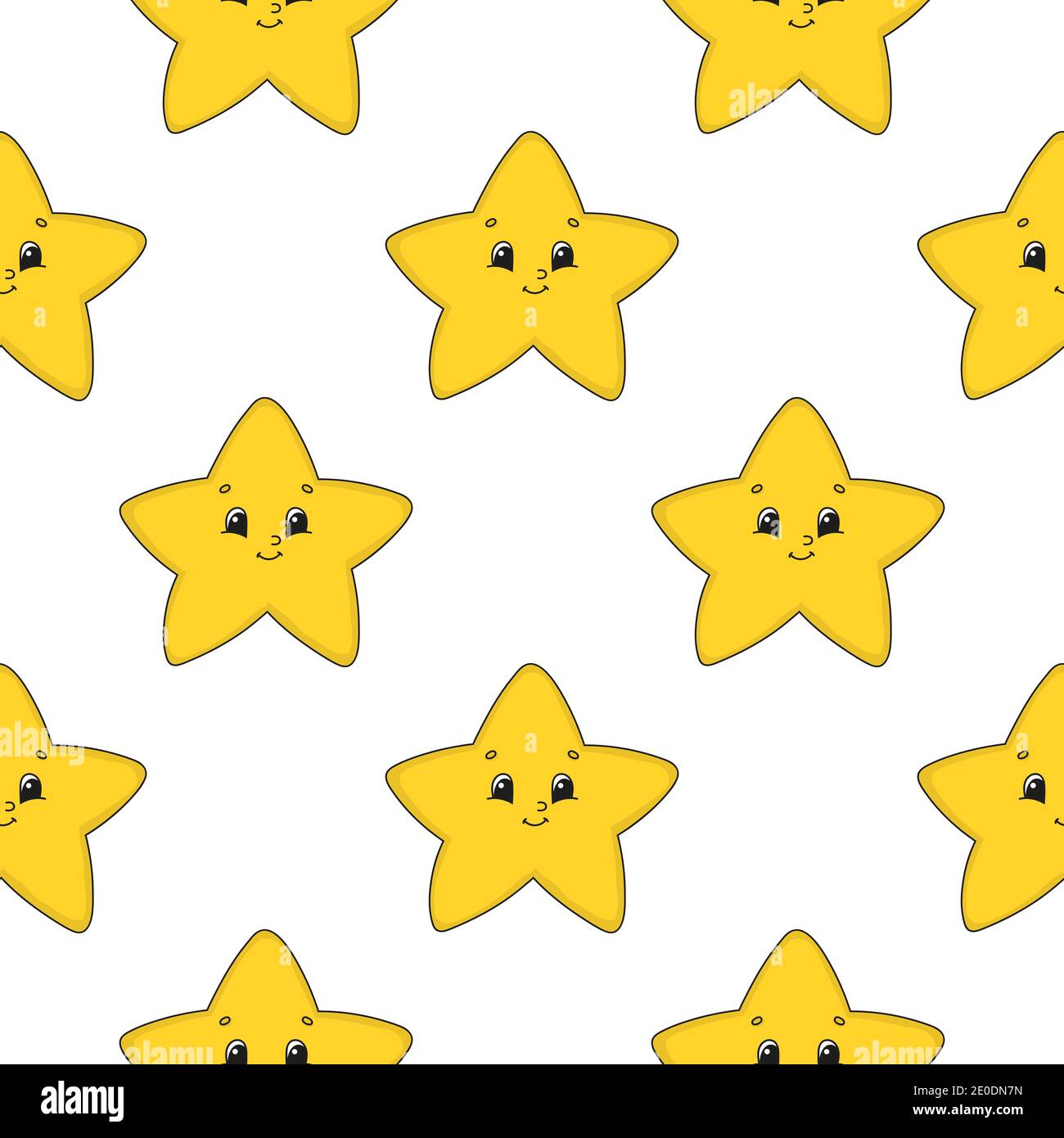 Colored seamless pattern with cute cartoon character. Simple flat ...