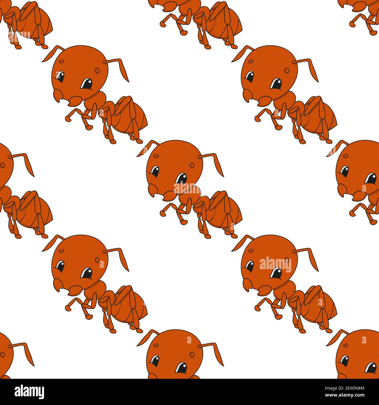 Colored seamless pattern with cute cartoon character. Simple flat ...