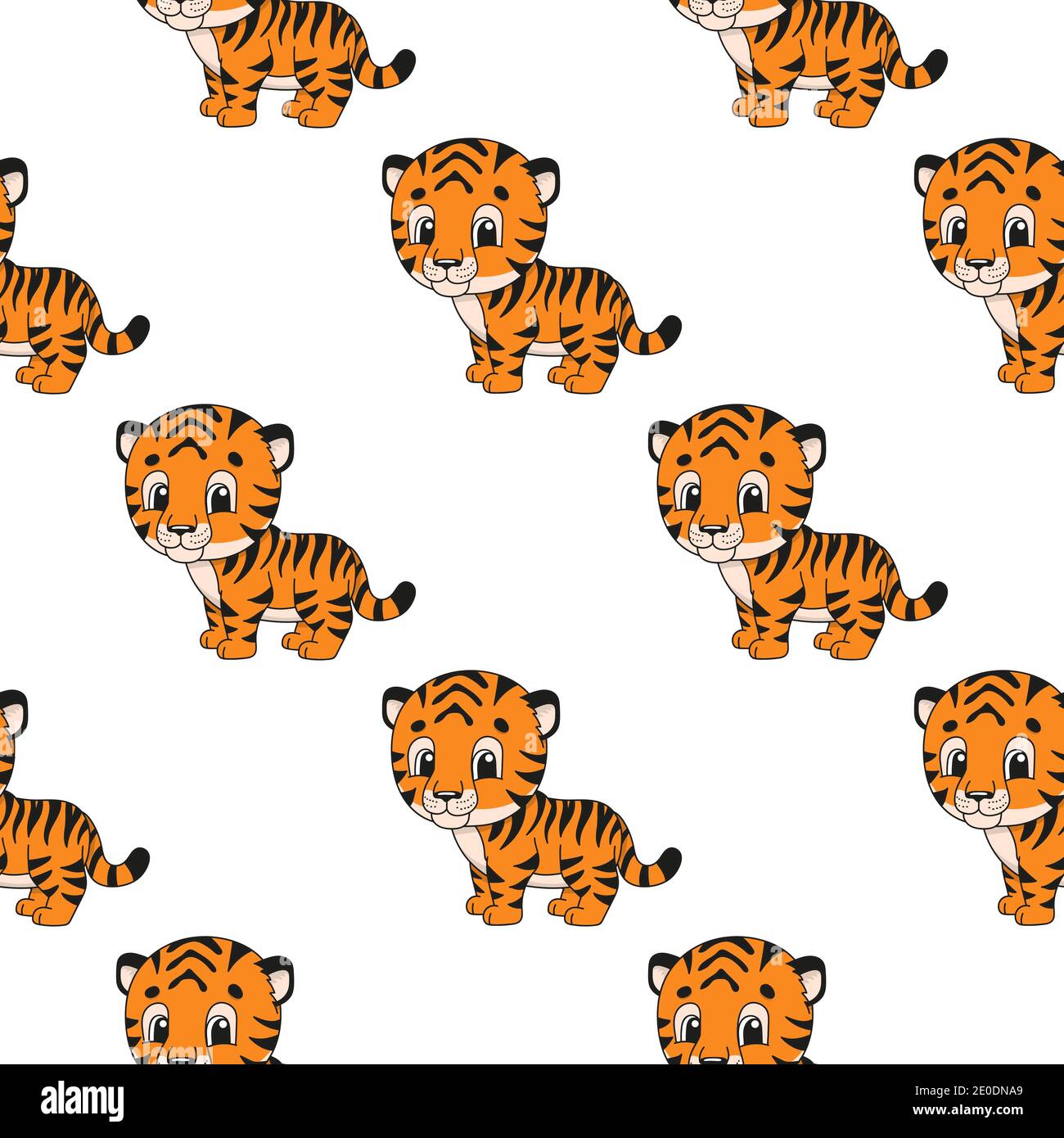 Colored seamless pattern with cute cartoon character. Simple flat ...