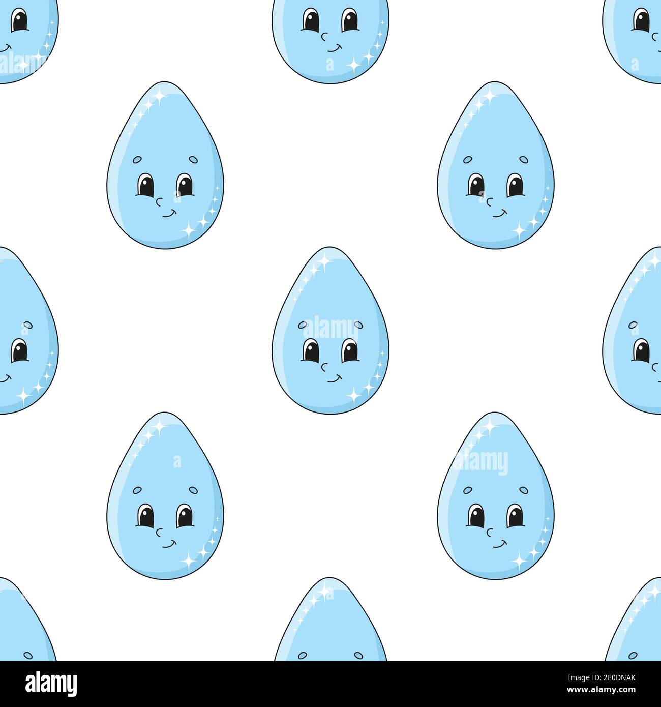 Colored seamless pattern with cute cartoon character. Simple flat ...