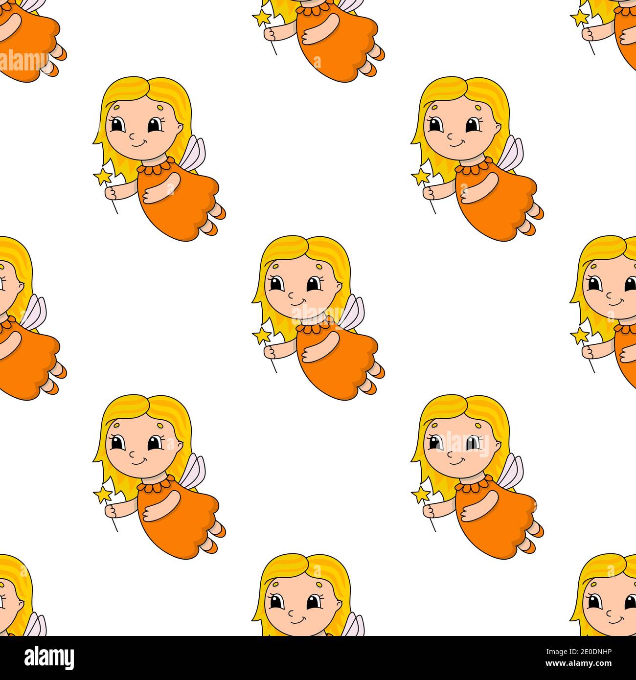 Colored seamless pattern with cute cartoon character. Simple flat ...