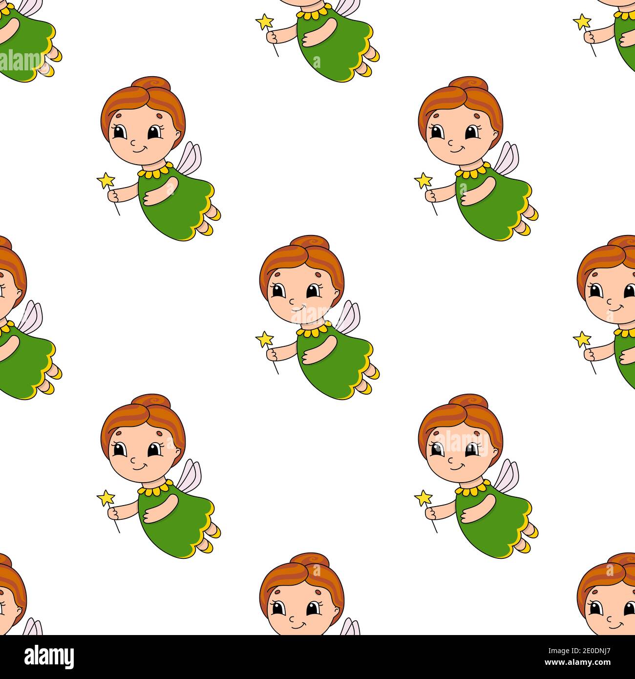 Colored seamless pattern with cute cartoon character. Simple flat ...